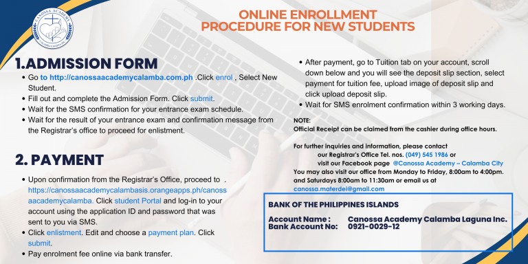 Enroll Now – Canossa Academy Calamba